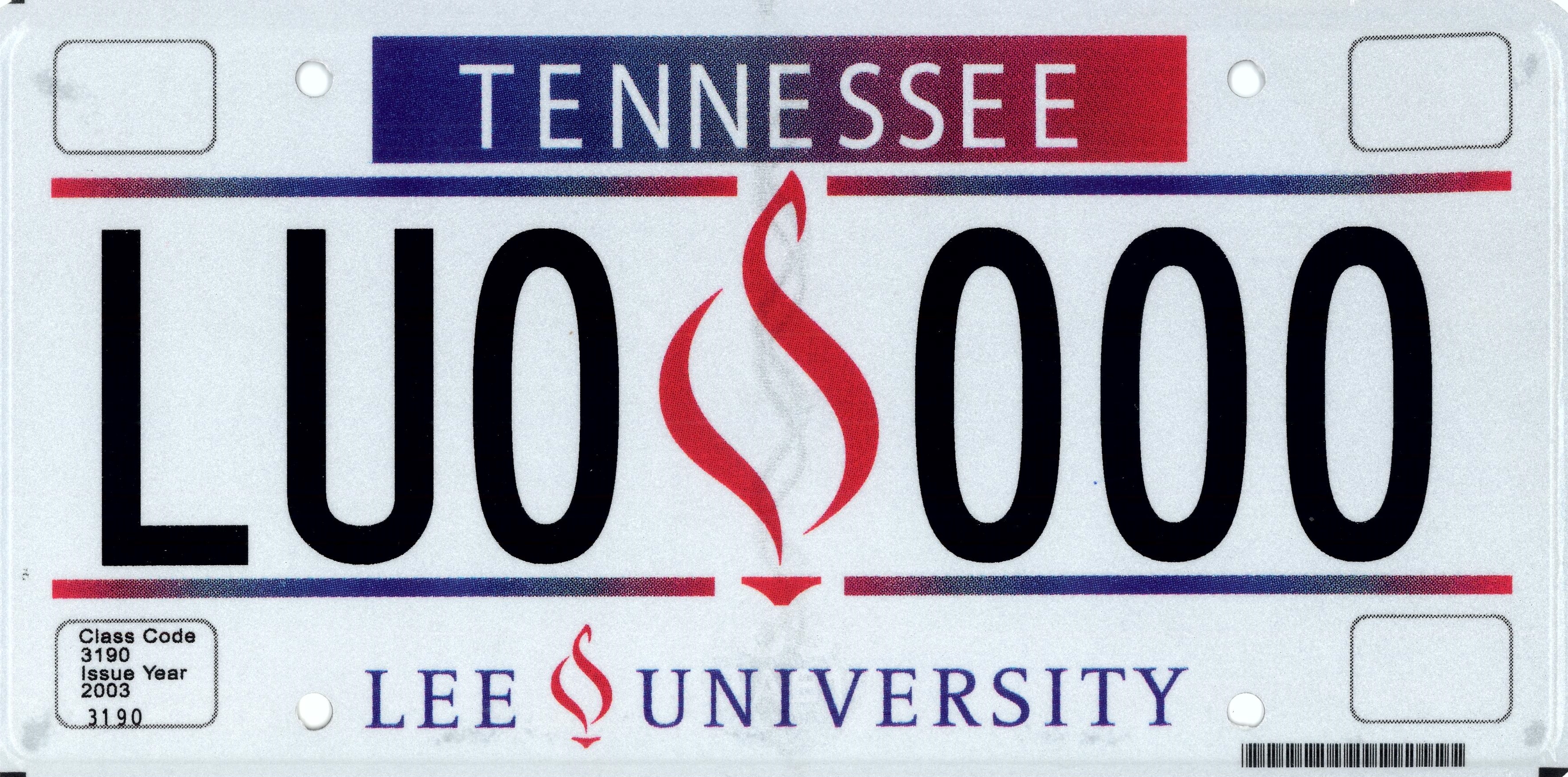 LEE UNIV. - COLLEGIATE PLATE – Vehicle Services County Clerk Guide