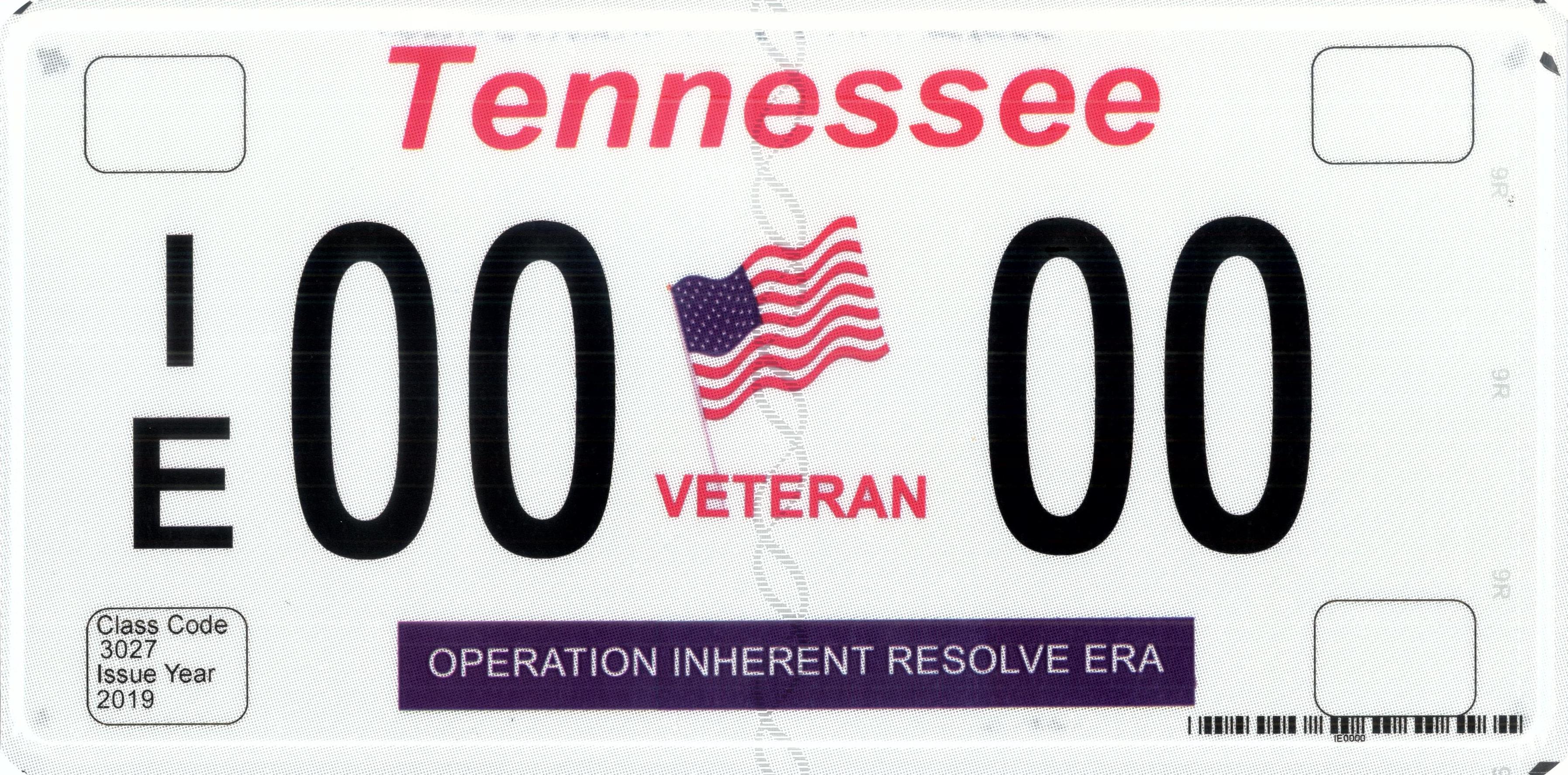 OPERATION INHERENT RESOLVE ERA PLATE – Vehicle Services County Clerk Guide